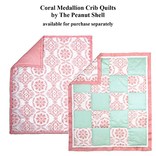 Coral Pink Medallion Fitted Crib Sheet - 100% Cotton Floral Damask Baby Girl Nursery and Toddler Bedding