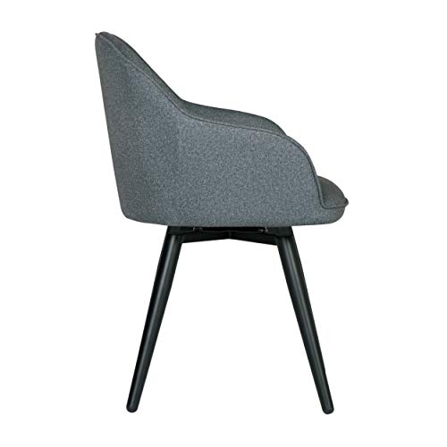 Studio Designs Home Dome Upholstered Swivel Dining, Office Chair Arms and Metal Legs, Grey, 24" W x 23" D x 32.5" H, Charcoal Gray