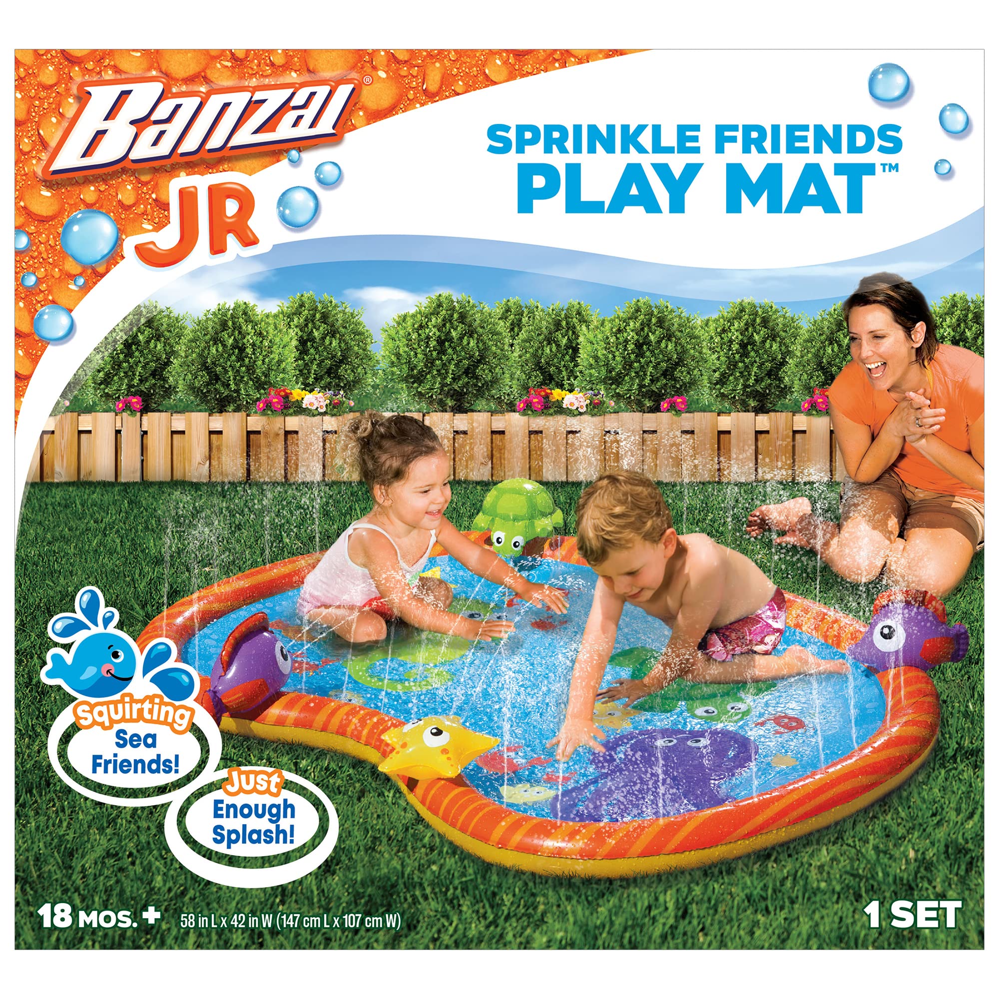 BANZAI 58 Inch Sprinkle Friends Play Mat, Watermat