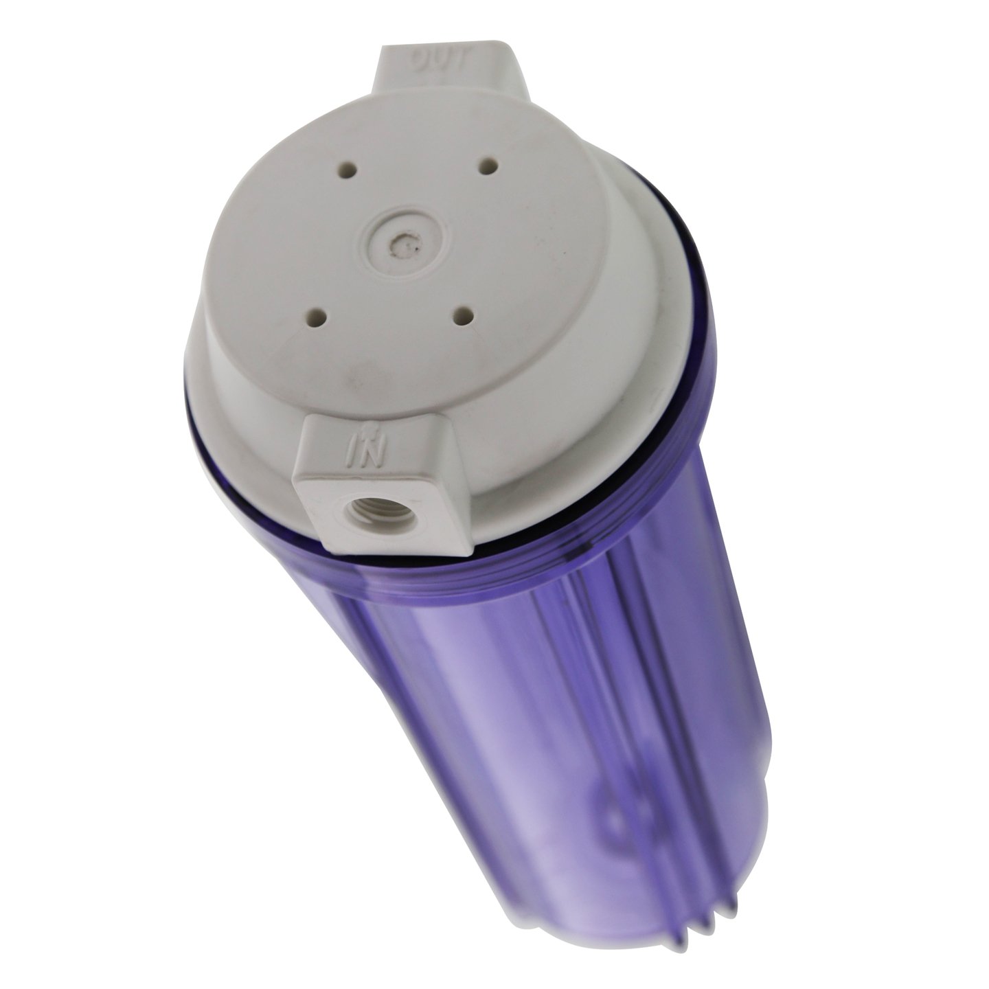 Hydronix HF2-10CLWH14, 10" Clear Housing with White Flat Cap For RO & Filtration Systems, 1/4" Ports