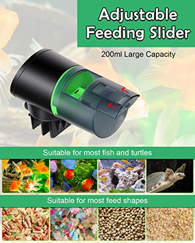Petbank Automatic Fish Feeder - Rechargeable Timer Fish Food Dispenser with USB Charger Cable, for Aquarium or Fish Tank