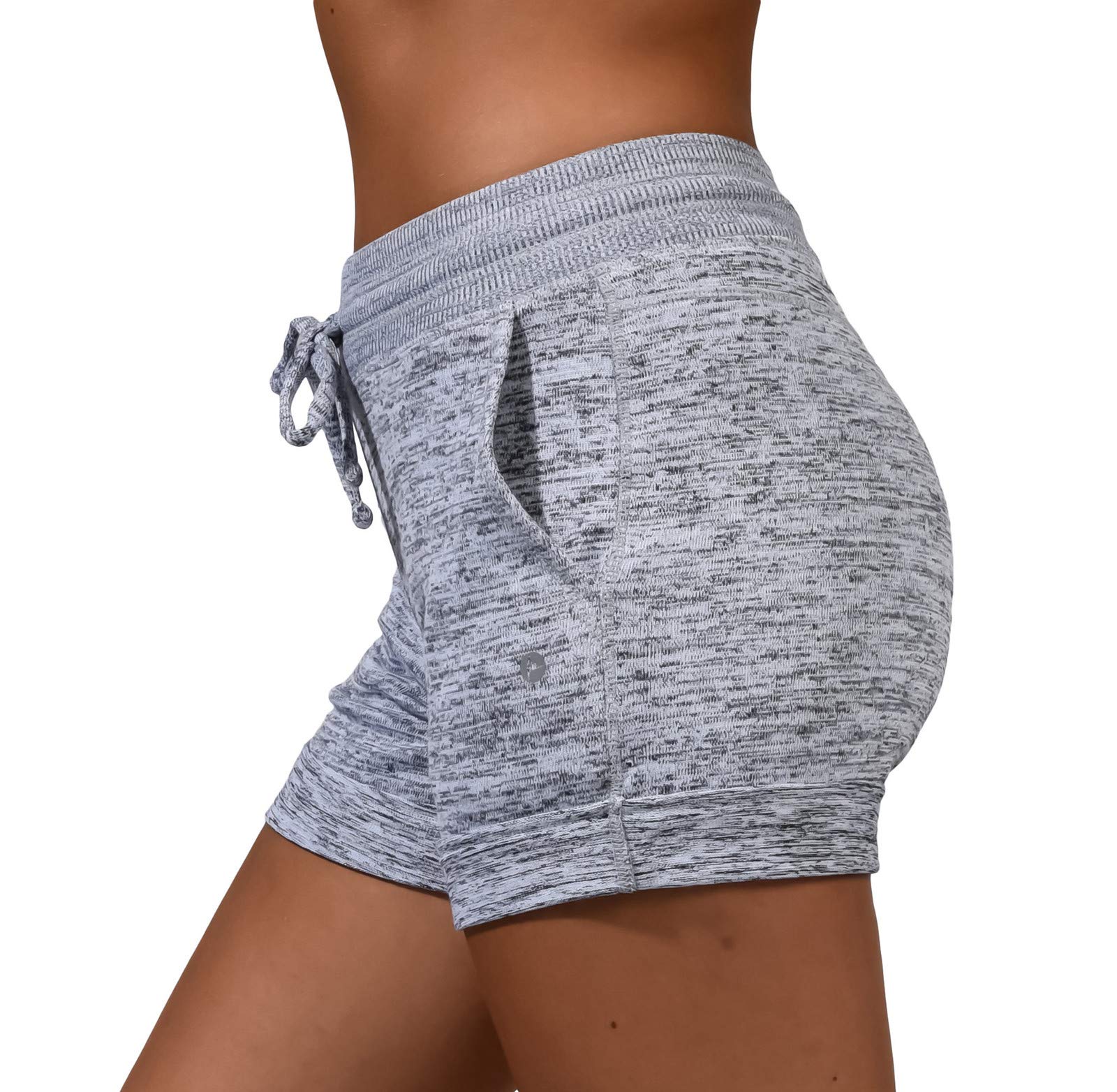90 Degree By Reflex Soft and Comfy Activewear Lounge Shorts with Pockets and Drawstring for Women - Black - Small