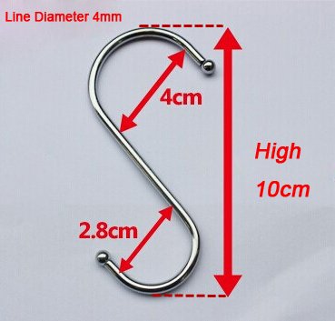 Large Round S Shaped Hooks Stainless Steel Hanging Hooks Set with 20 Hooks - Ideal for Pots, Pans, Spoons and Other Kitchen Essentials - Perfect for Clothing