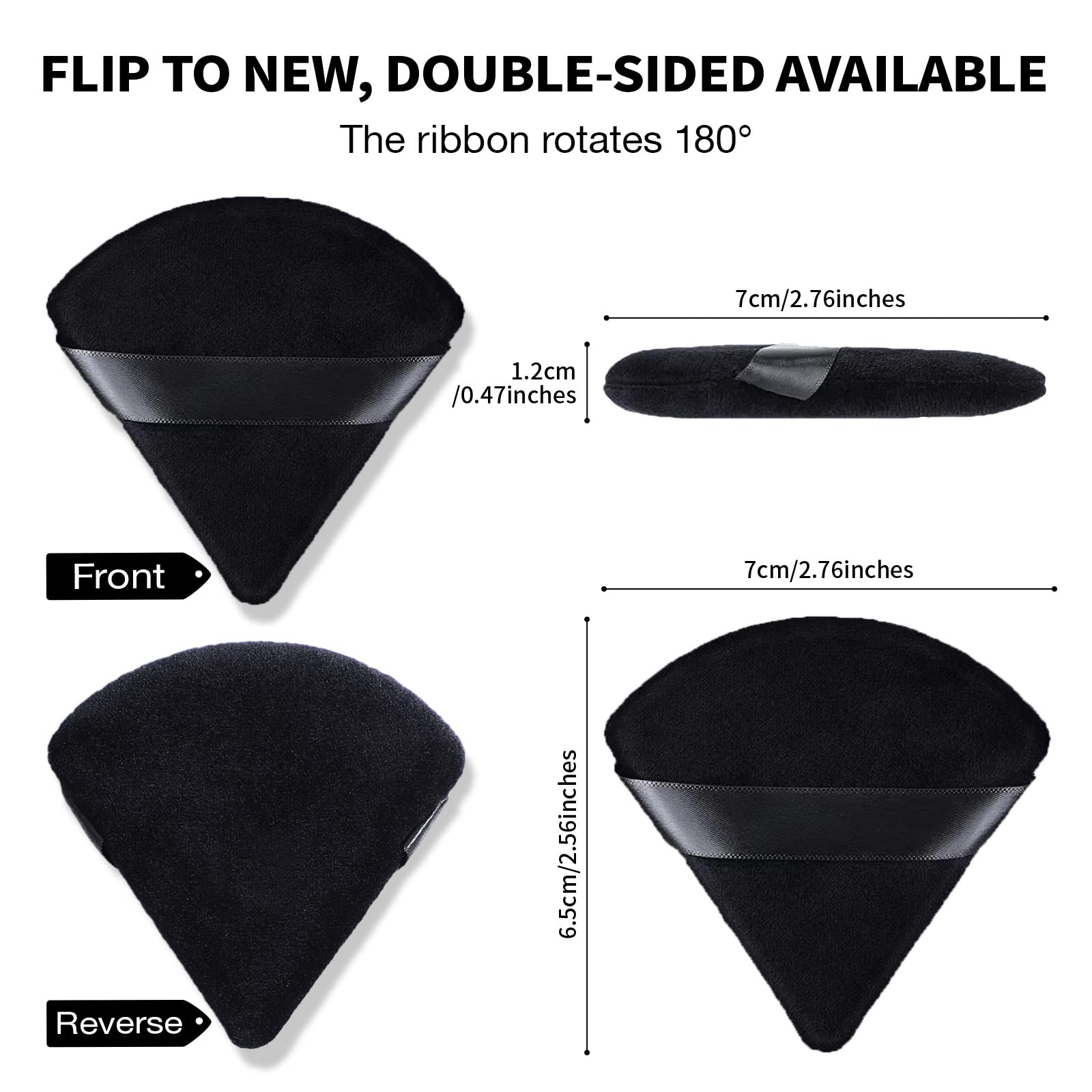 6 Pieces Powder Puff For Loose & Cosmetic Face Makeup Velour Soft Triangle Wet Dry Cosmetic Foundation Sponge Makeup Tool (Black)