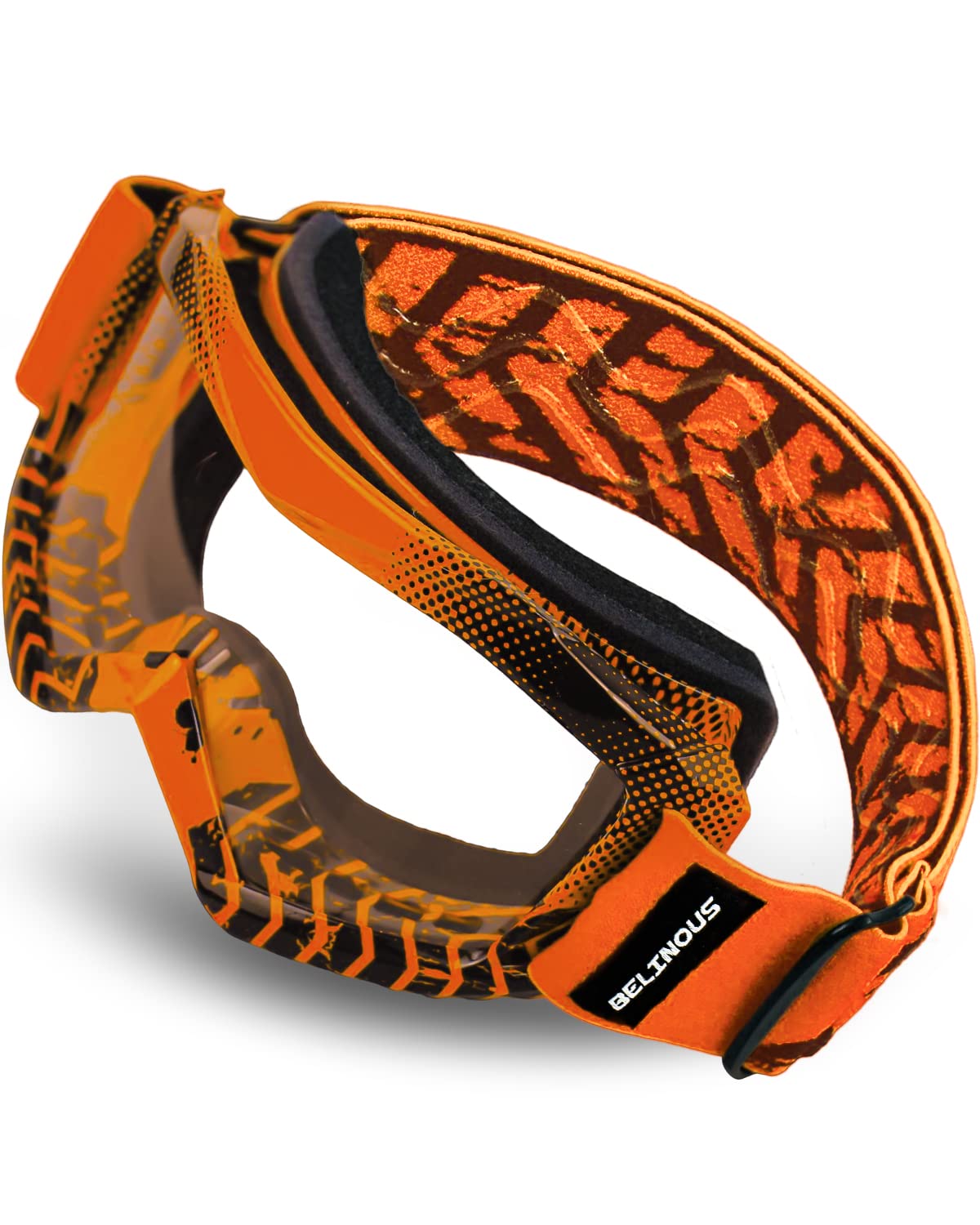 BELINOUS Kid Riding Goggles for ATV Dirt Bike Motorcycle Motorcross MX, UV Protectioin, Youth Dirt Bike Goggles for Kids 3-12 with Soft Strap, Orange