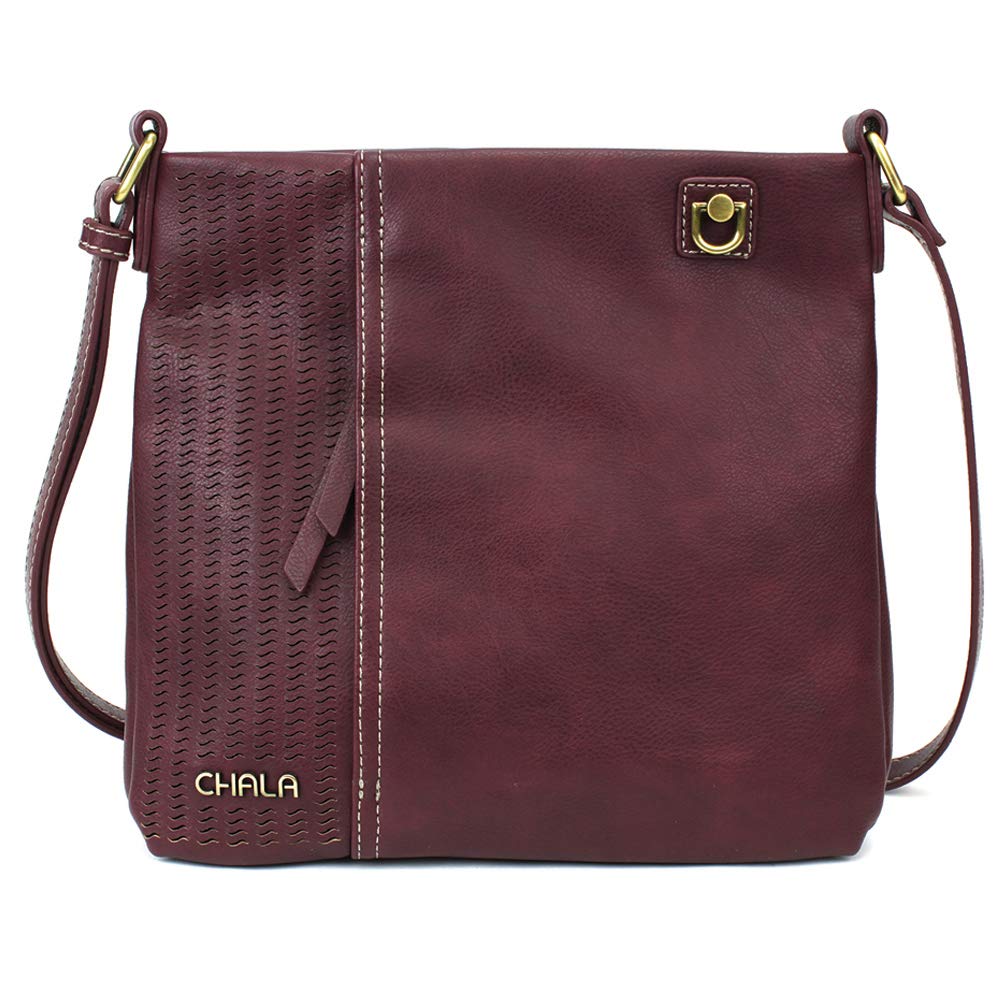 CHALA Laser Cut Crossbody Faux Leather - Metal Spider - Plum