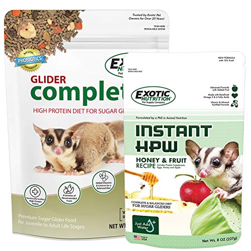 Sugar Glider Complete Food Starter Package - Nutritionally Complete Pellet Diet & High Protein Supplemental Food for Sugar Gliders⦠(2 Piece Set)