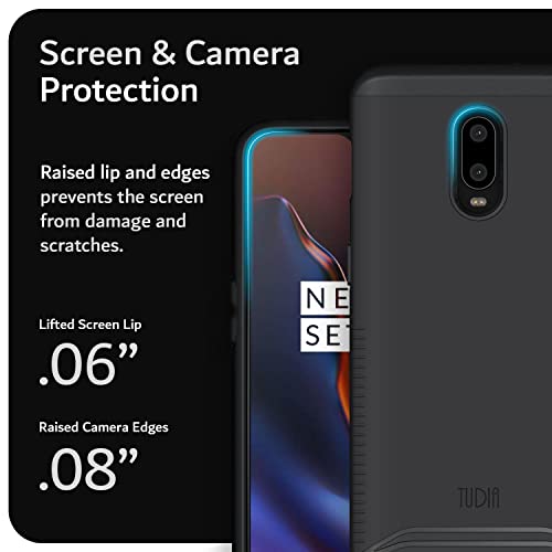 TUDIA DualShield Designed for OnePlus 6T Case, [Merge] Dual Layer Heavy Duty Slim Hard Case for OnePlus 6T (Matte Black)
