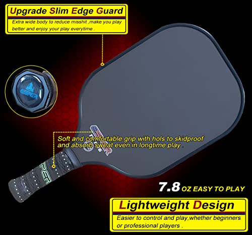 Pickleball Paddle Graphite Textured Surface for Spin,USAPA Approved,Pro Pickleball Racquet Lightweight,Carbon Fiber Pickleball Racket,PP Core,for Any Skill Level Players Indoor & Outdoor Tournament