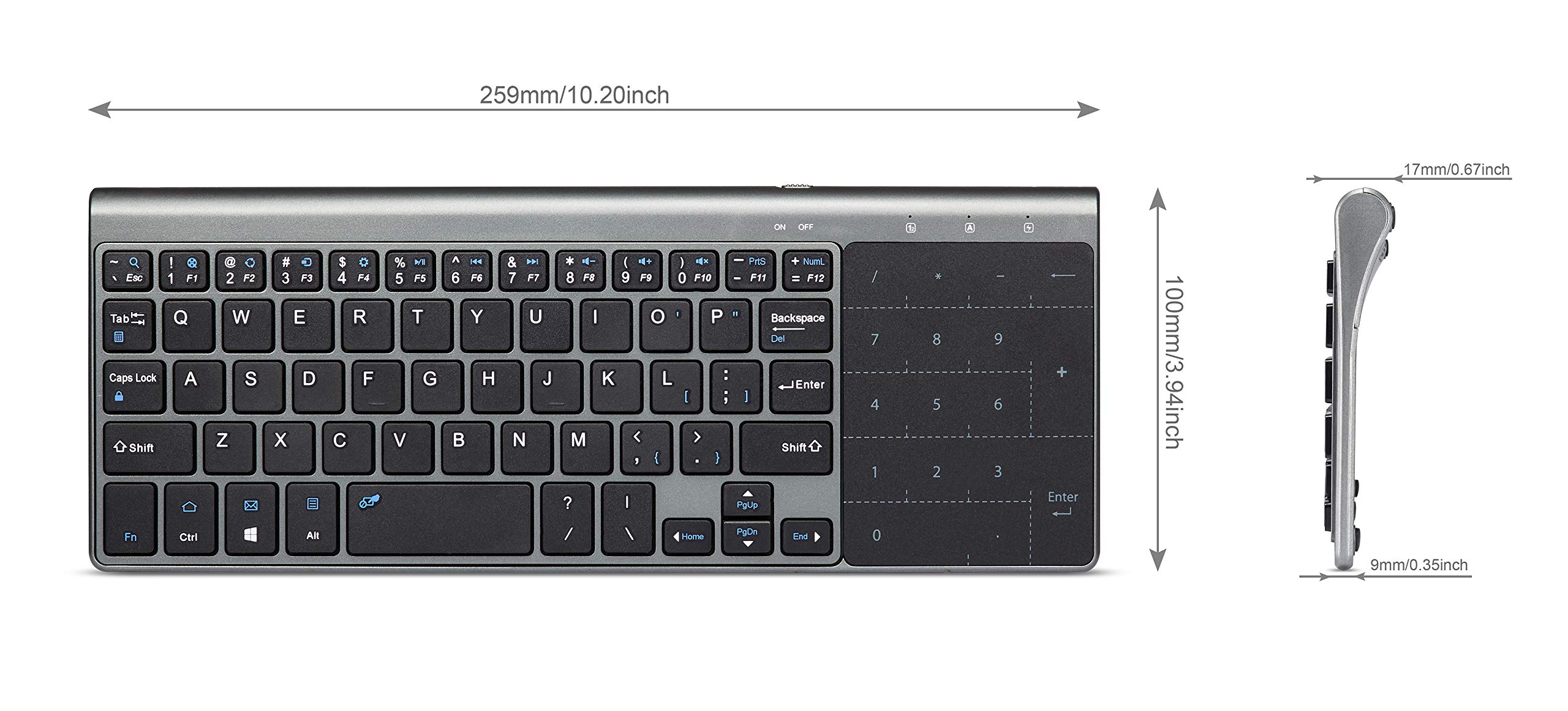 Vilros 2.4GHz 10 Inch Wireless Keyboard with Touchpad -Great for Raspberry Pi