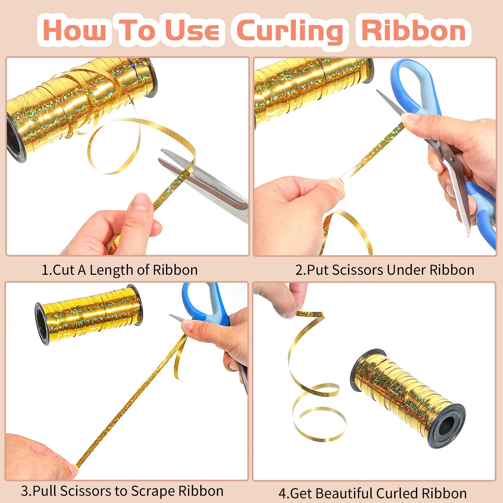 6 Rolls Curling Ribbon Set, 600 Yards (1800 Ft) 1/5 Inch Balloon String Ribbon Thin Ribbons for Gift Wrapping Art Crafts Wedding Birthday Party Christmas Decorations