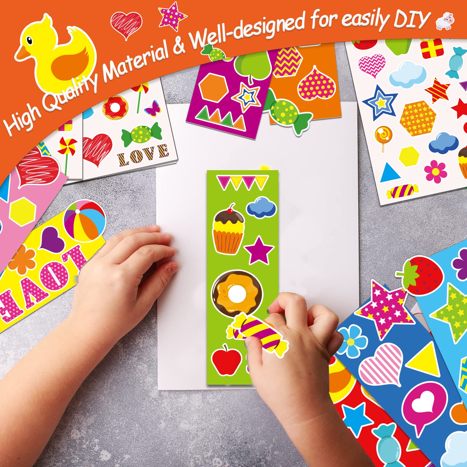 48Pcs Bookmarks Craft for Preschool Kids,DIY Bookmarks Art Craft Kit with Multi Stickers Home Classroom Indoor Game Activities Gift Favor