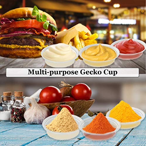 SunGrow Gecko Food and Water Containers, Reusable, Recyclable, Disposable Cups, 0.5 oz Capacity Plastic Transparent Dishes, Fits Various Reptile Feeder, 1.6โ Diameter, 0.6โ Depth, 100 Pcs