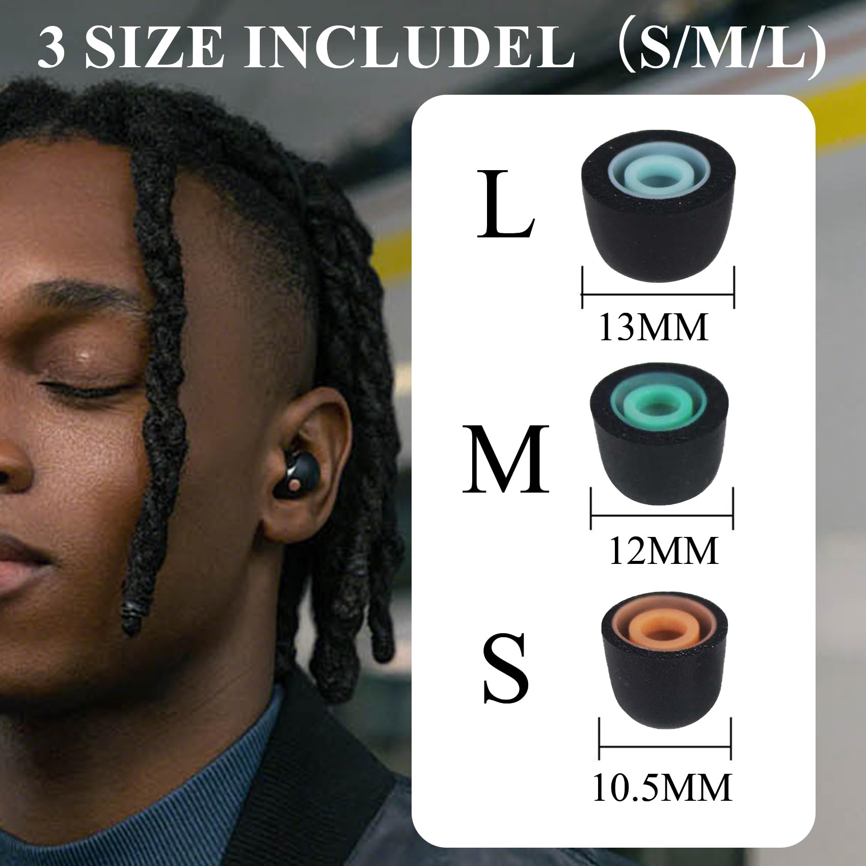 Adhiper Foam Eartips for Sony WF-1000XM5 Headphones,S/M/L 3 Sizes 3 Pairs Polyurethane Memory Foam Earbuds Tips,High Sound Insulation and Anti-Slip Ear Tips.