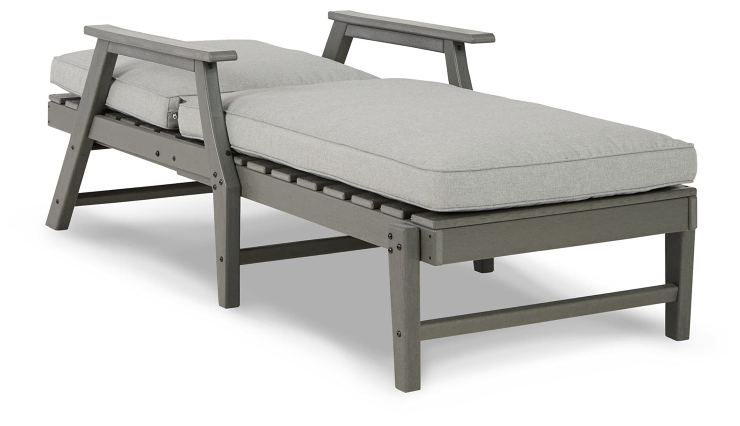 Signature Design by Ashley Visola Contemporary Outdoor Cushioned Chaise Lounge with Adjustable Backrest, Gray