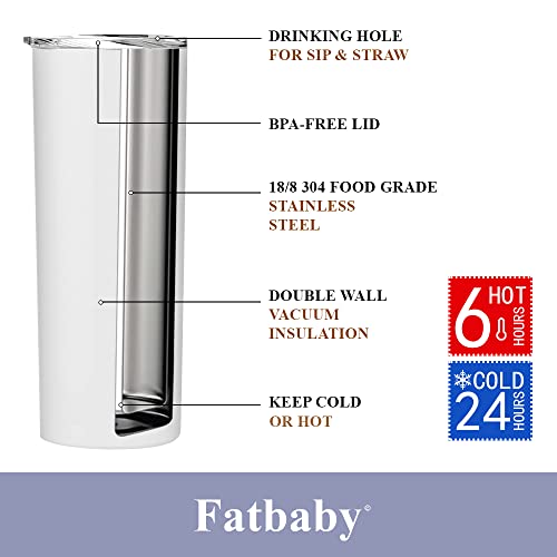 Fatbaby Retirement Gifts for Women,Happy Retirement Travel Tumbler Cup,Retired Gifts for Women Coworker,Vacuum Insulated Stainless Steel Skinny Tumbler With Lid and Straw 20oz