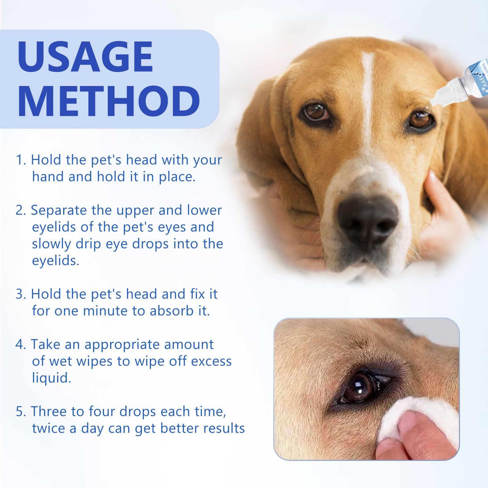 AusuB Pet Gel Eye Drops,Pets Eye Drops,Therapeutic Eye Lubricating Drop for Dog & Cats,Eye Solution for Severe Dry Eyes,Effective Dog Eye Infection Treatment (3Pcs,Blue)