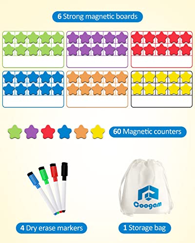 Coogam Magnetic Ten-Frame Set, Math Manipulative EVA Number Counting Games, Montessori Educational Toy Gift for Kindergarten Classroom Kids 3 4 5 Year Old