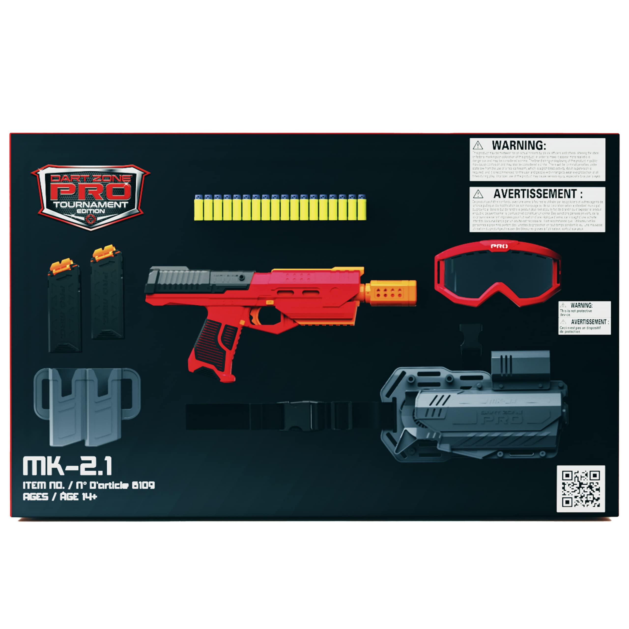 DART ZONE Pro-Series MK-2.1 Foam Dart Blaster β 150 FPS Foam Dart Gun for Adults β Soft Bullet Toy Gun for Ages 14+ β 18 Half Length Darts, 3 Mags, Eyewear, Holsters β Toy Pistol Blaster, 125 ft Range