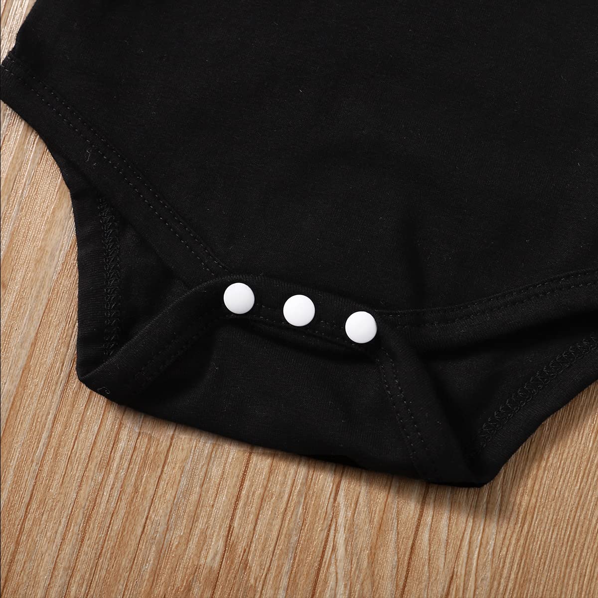 Aslaylme Baby Girl Clothes Flare Pant Outfit A Little Bit Dramatic Bodysuit (Black, 12-18 Months)