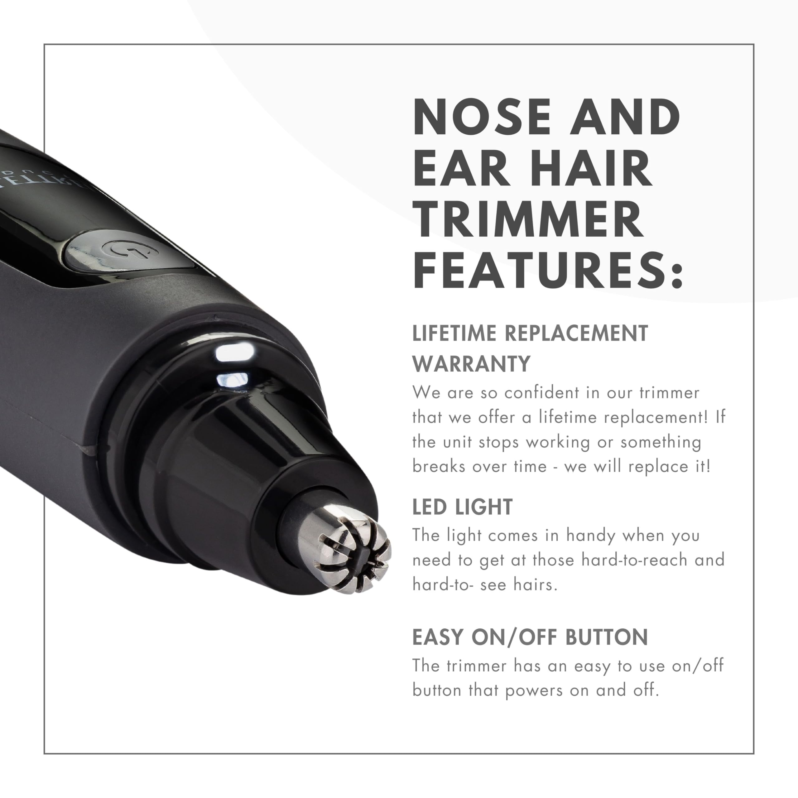 ToiletTree Products Water Resistant Nose and Ear Hair Trimmer with LED Light