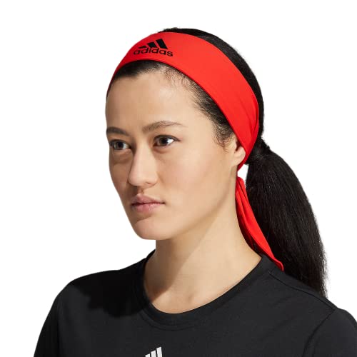 adidas Alphaskin Tie Headband, Red/Black, One Size