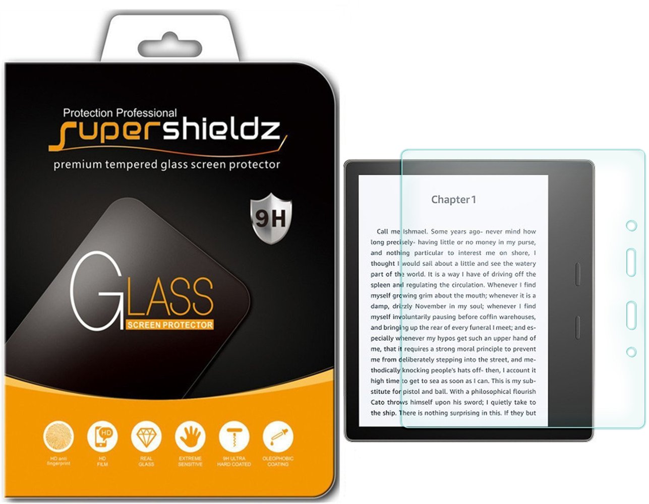 Supershieldz (2 Pack) Designed for Kindle Oasis Tempered Glass Screen Protector, (10th and 9th Generation, 2019 and 2017 Release) Anti Scratch, Bubble Free