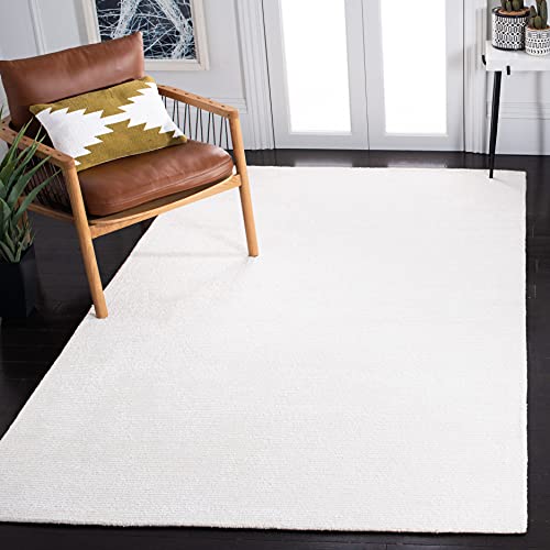 SAFAVIEH Himalaya Collection Area Rug - 9' x 12', Ivory, Handmade Solid Wool & Viscose, Ideal for High Traffic Areas in Living Room, Bedroom (HIM152A)