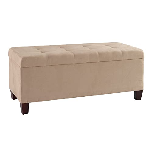 Linon Carmen Shoe Storage Ottoman, 20" x 48" x 20", Beige