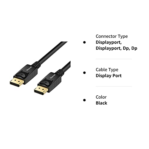 Moread DisplayPort to DisplayPort Cable, 6 Feet, Gold-Plated Display Port Cable (4K@60Hz, 2K@144Hz) DP Cable Compatible with Computer, Desktop, Laptop, PC, Monitor, Projector - Black