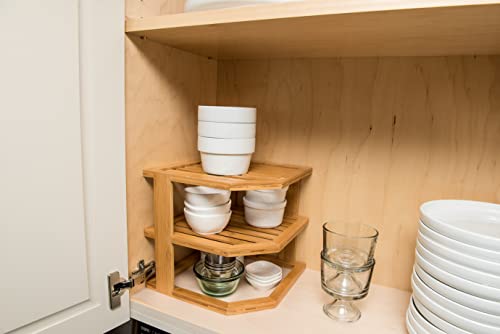 Lipper International 8883 Bamboo Wood 3-Tier Corner Kitchen Storage Shelf, 10" x 10" x 9-1/2"