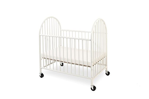 LA Baby Arched Metal Compact Crib White