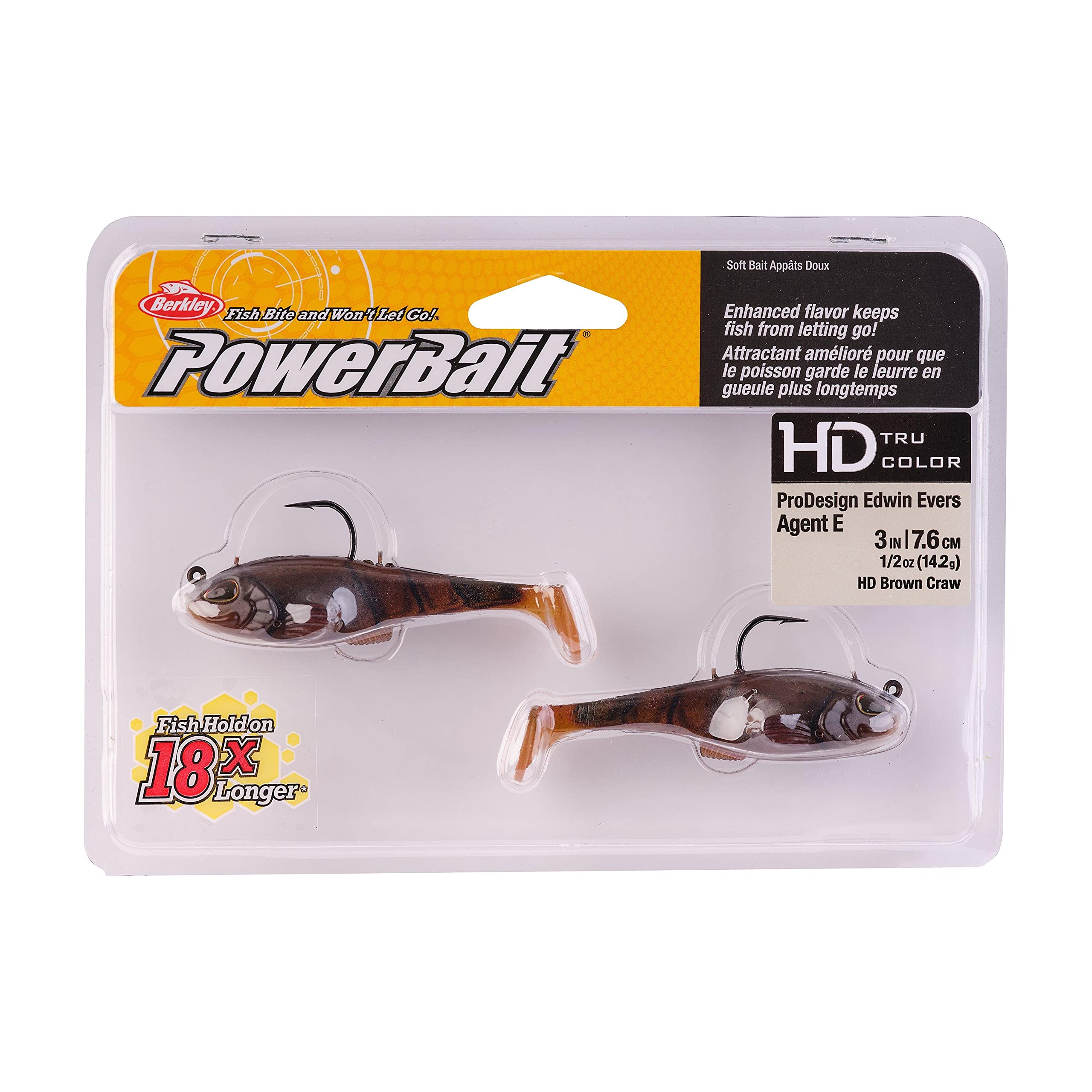 Berkley Powerbait Agent E Fishing Soft Bait, HD Brown Craw, 3"