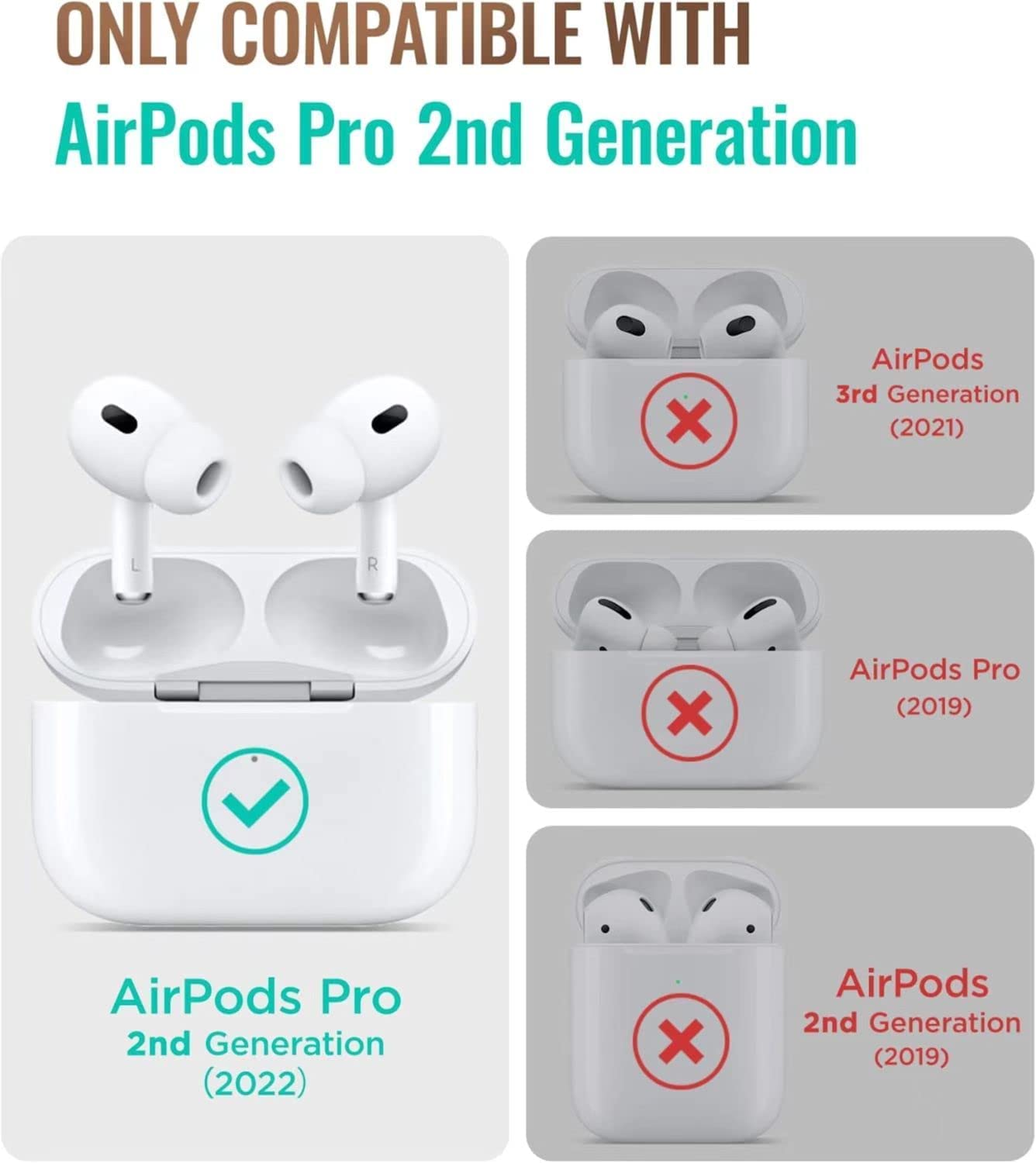Airpods Pro 2nd Generation Case Cover 2022, Luxury Full-Body Hard Shell Shock-Absorbing Protective Case with Keychain for Airpods Pro 2 Protective Cover Wireless Charging Case