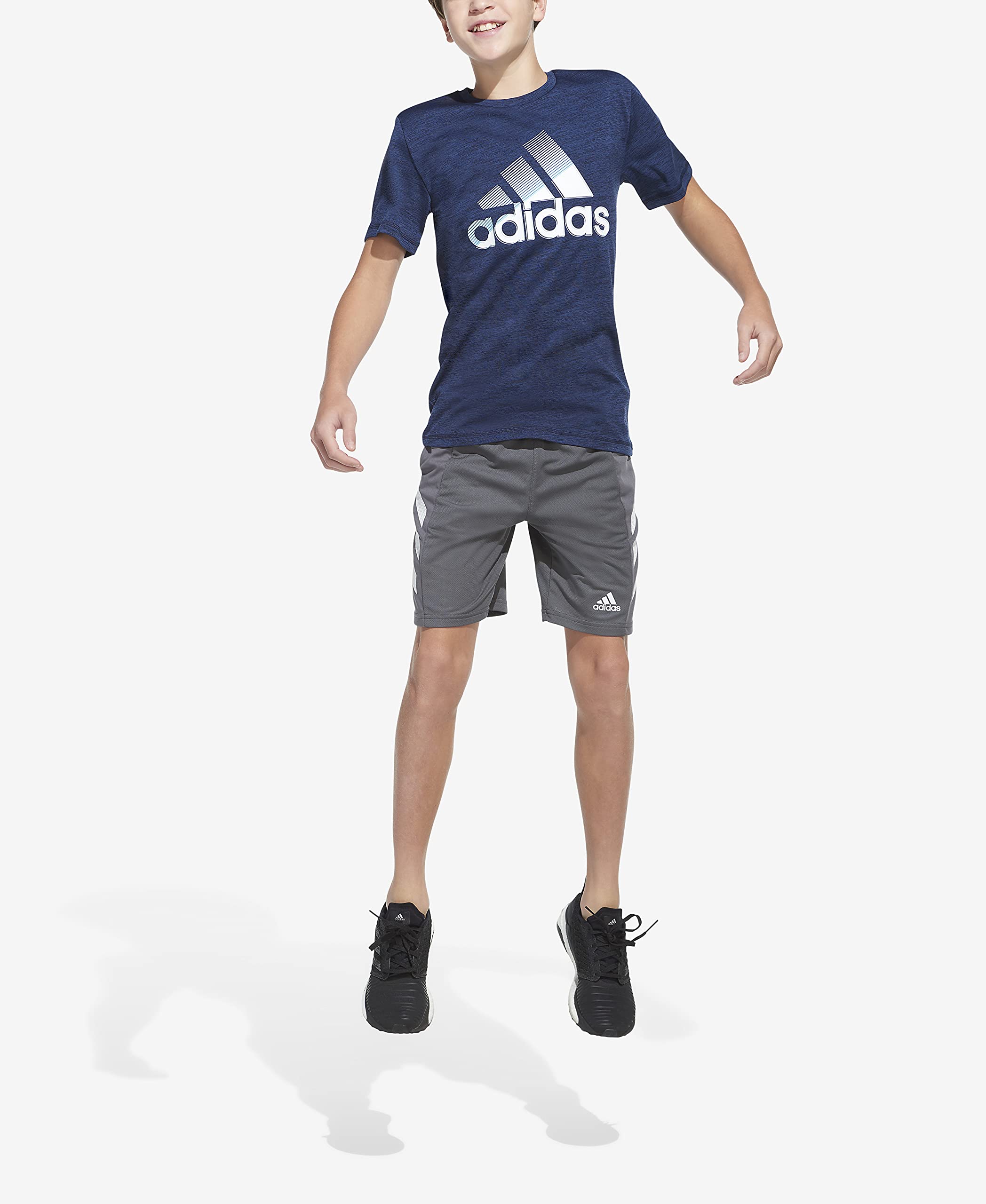 adidas boys Short Sleeve Moisture-wicking Boss Logo T-shirt T Shirt, Navy, 4-8 Years US