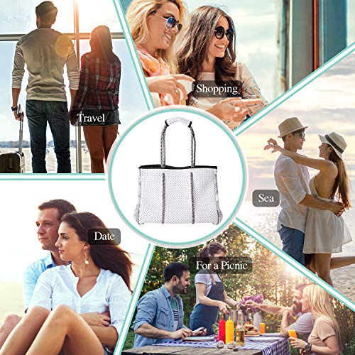 Large Neoprene ,Waterproof Shoulder ,Multipurpose beach bag Tote for Travel Beach Gym Swimming(L,White)