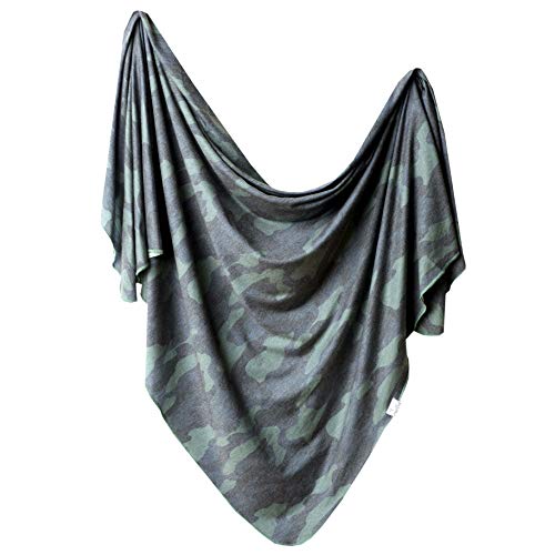 Large Premium Knit Baby Swaddle Receiving Blanket "Hunter" by Copper Pearl