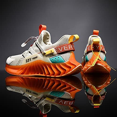 Ahico Mens Running Sneakers Walking Shoes Mesh Comfortable Lightweight Tennis Breathable Sport Casual Athletic Workout Orange, 9.5