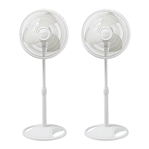 Lasko 16 Inch Oscillating Adjustable Tilting Pedestal Stand Fan, White (2 Pack) (2520 X 2)