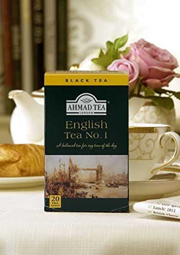 Ahmad Tea English Tea No.1 Teabags, Black Tea, 20 ct (Pack of 1) - Caffeinated & Sugar-Free
