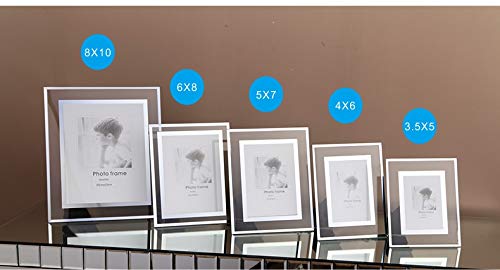 Cq acrylic 6x8 Glass Picture Frame,Silver Mirrored for Photo Display Stand on Tabletop,Pack of 2
