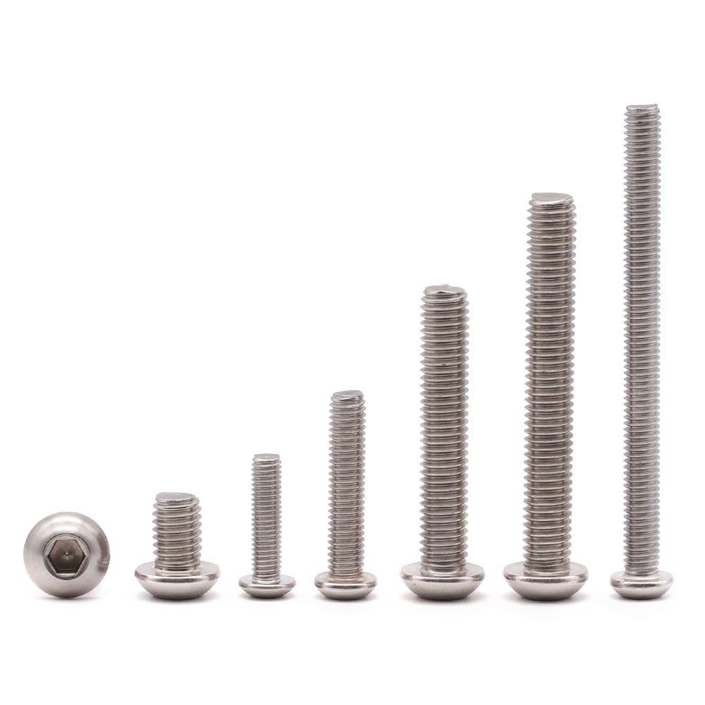 RoyceMart 1/4-20 x 1-1/2" (25 Pack) Hex Socket Button Head Cap Screws Bolts, Allen Socket Drive, 304 Stainless Steel 18-8, Bright Finish, Full Machine UNC Threads