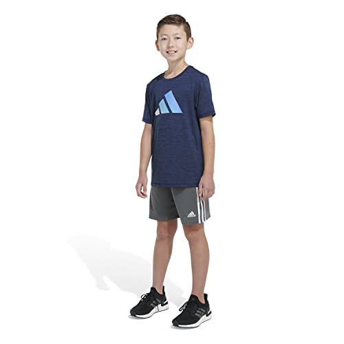 adidas Boys' Big Moisture-Wicking Athletic T BoS Logo Short-Sleeve Tee Shirts, Collegiate Navy Heather, M(10/12)