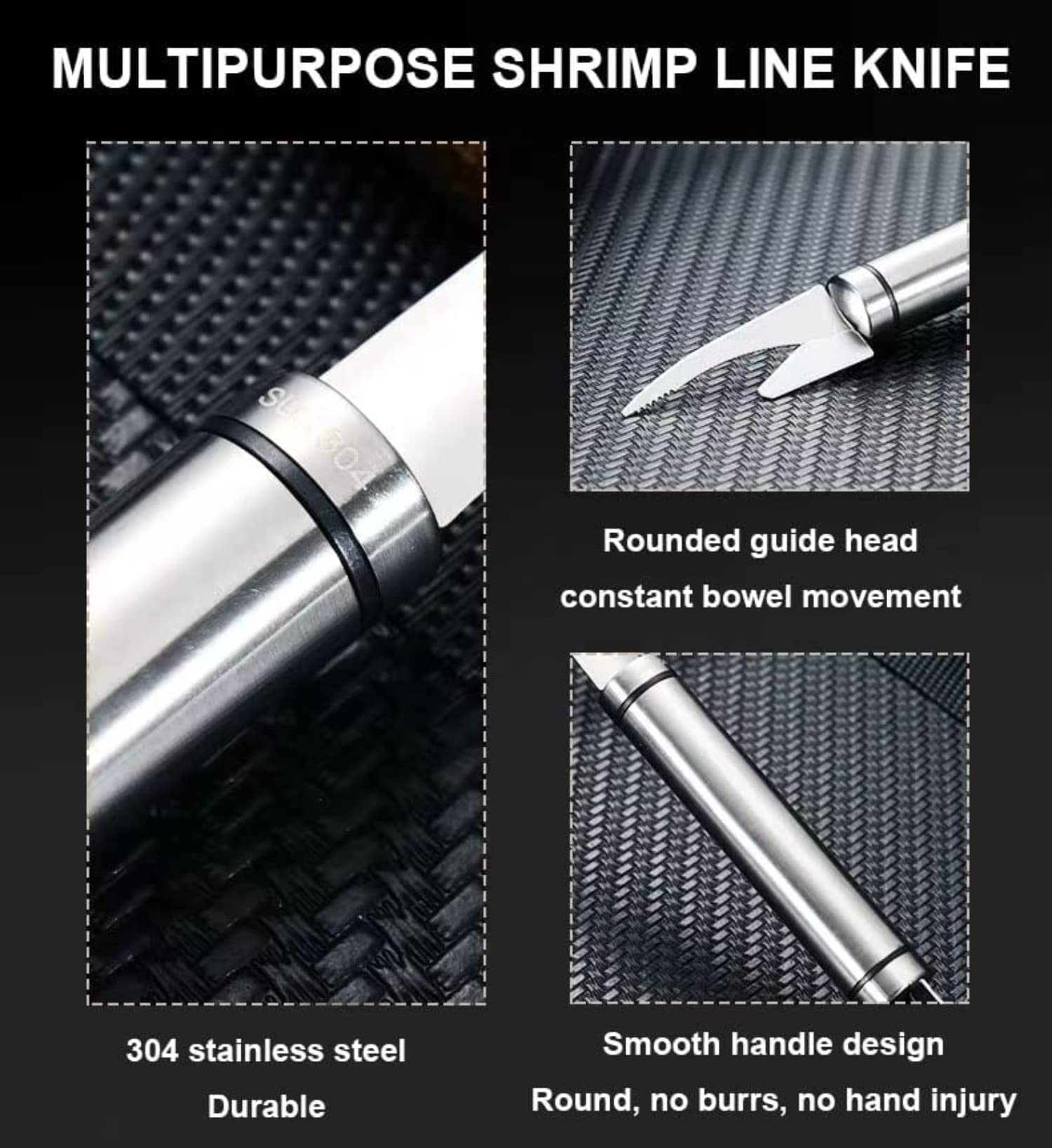 AGSIXZLAN 2pcs 5 in 1 Shrimp Line Fish Maw Deveiner Knifes,Multifunctional Multipurpose Shrimp Line Knifes,304 Stainless Steel Shrimp Tool,Seafood Knives Kitchen Tool