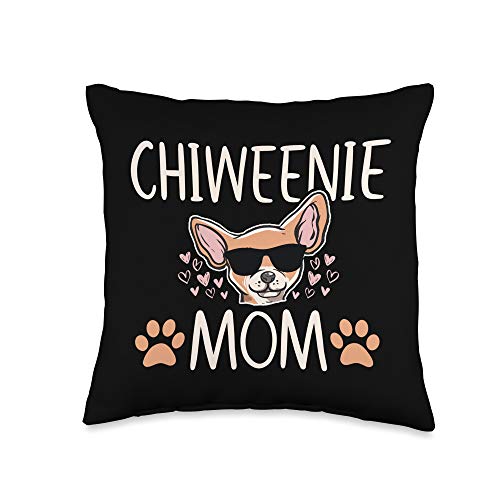 Chiweenie Dog Mom tee Chiweenie Love Cool Chihuahua Cute Dog Mom Owner Lover Tee Throw Pillow, 16x16, Multicolor
