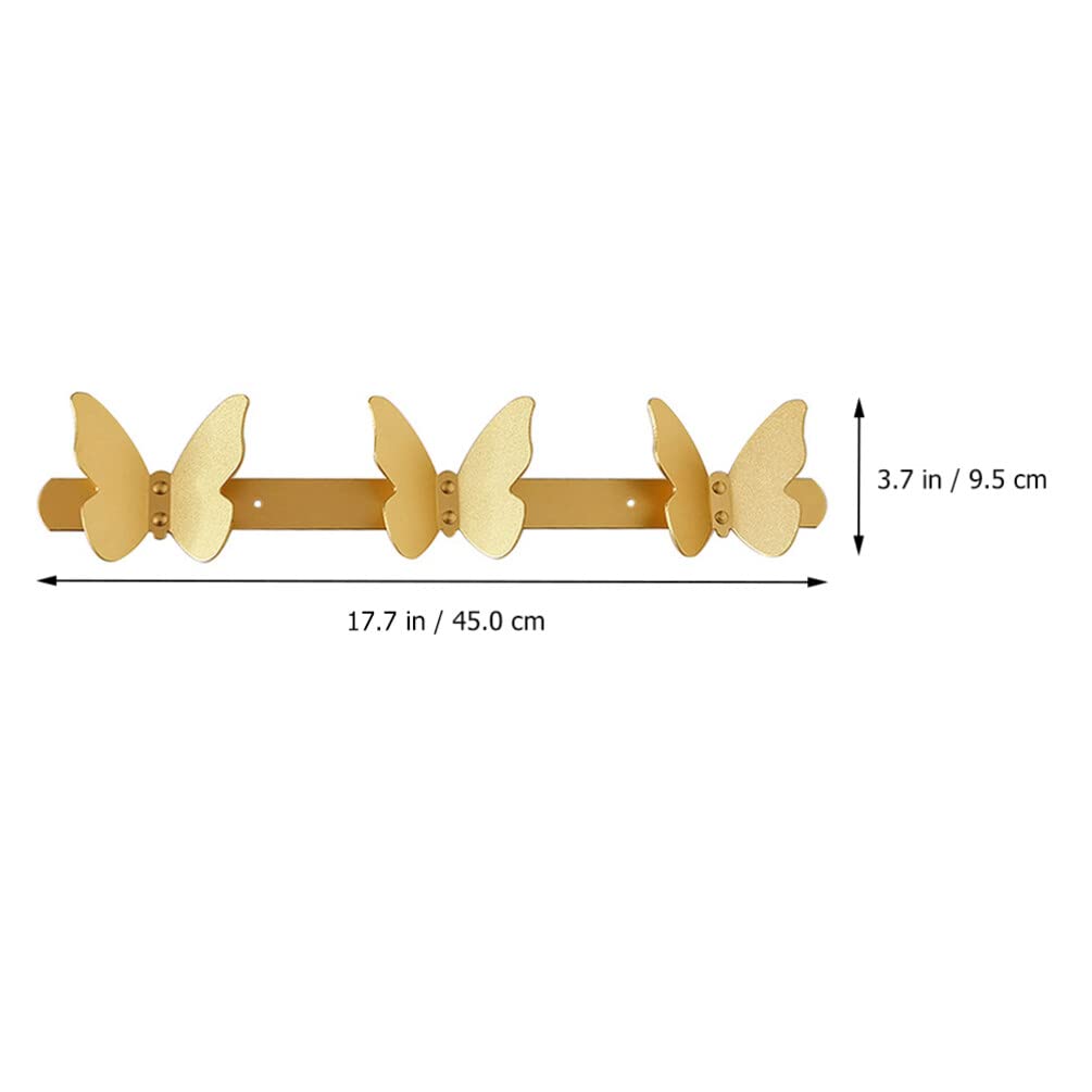 Bathroom Towel Hooks Gold Butterfly Coat Hooks Coat Rack Wall Mount with 3 Hooks Butterfly Design Aluminum Alloy Key Holder Bags Robe Hat Hangers for Home Decor Towel Hook
