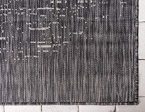 Unique Loom Outdoor Modern Collection Area Rug - Ombre (4' 1" x 6' 1" Rectangle, Charcoal Gray/ Ivory)