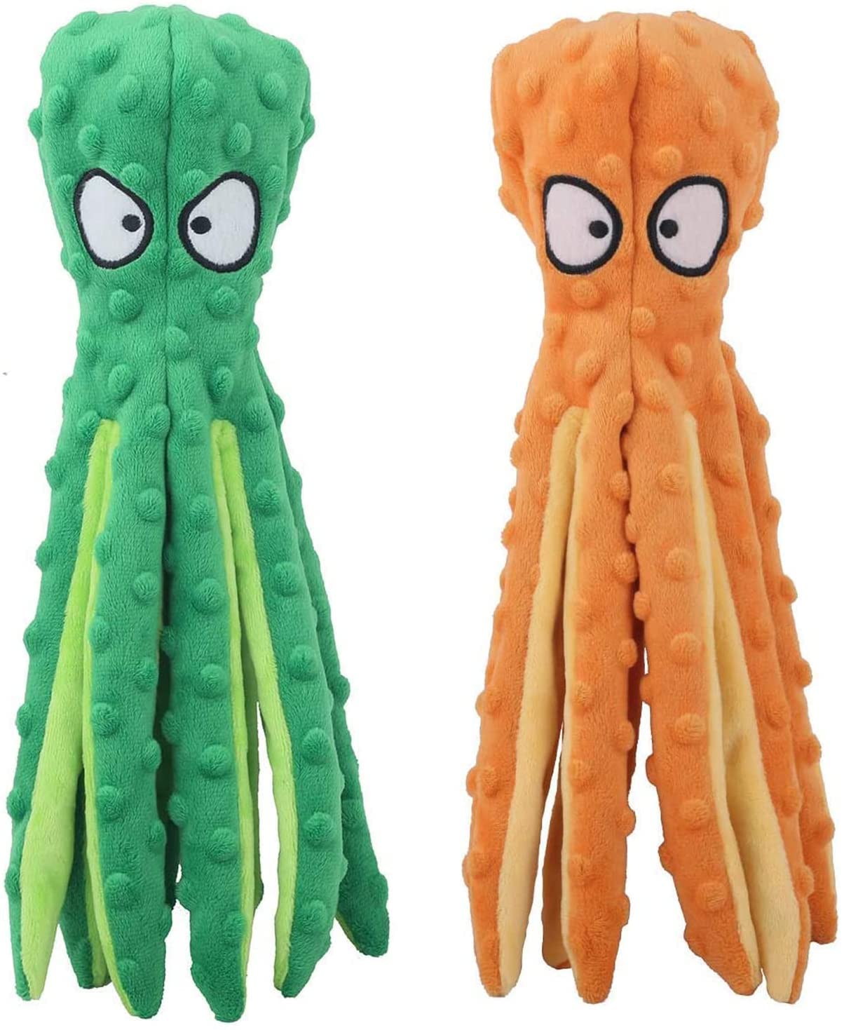 PLEACCOM Dog Squeaky Toys Octopus, No Stuffing Crinkle Plush Dog Toys for Puppy Teething, Durable Interactive Dog Chew Toys for Small to Medium Dogs Training and Reduce Boredom (2 Pack)