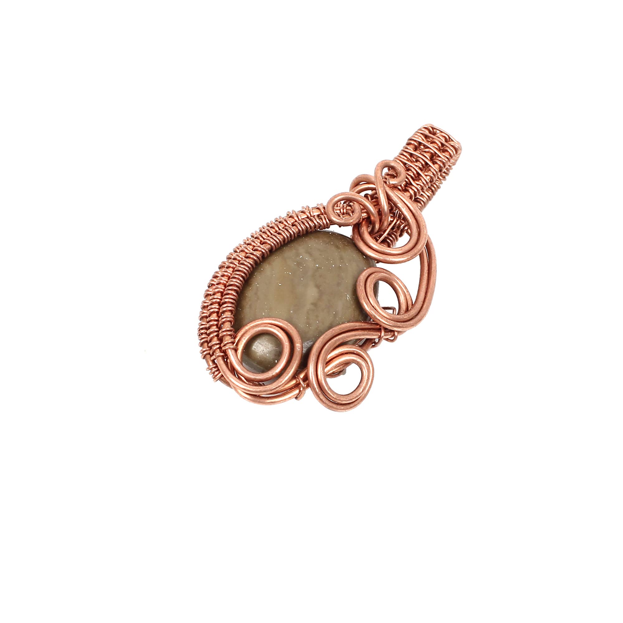 Antique Fancy Design Fancy jasper Stone Cushion Cabochon Wrapped Pendant For Unisex