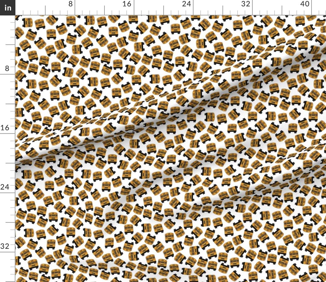 Spoonflower Fabric - Scattered School Bus Education Hand Drawn Teacher Printed on Petal Signature Cotton Fabric Fat Quarter - Sewing Quilting Apparel Crafts Decor